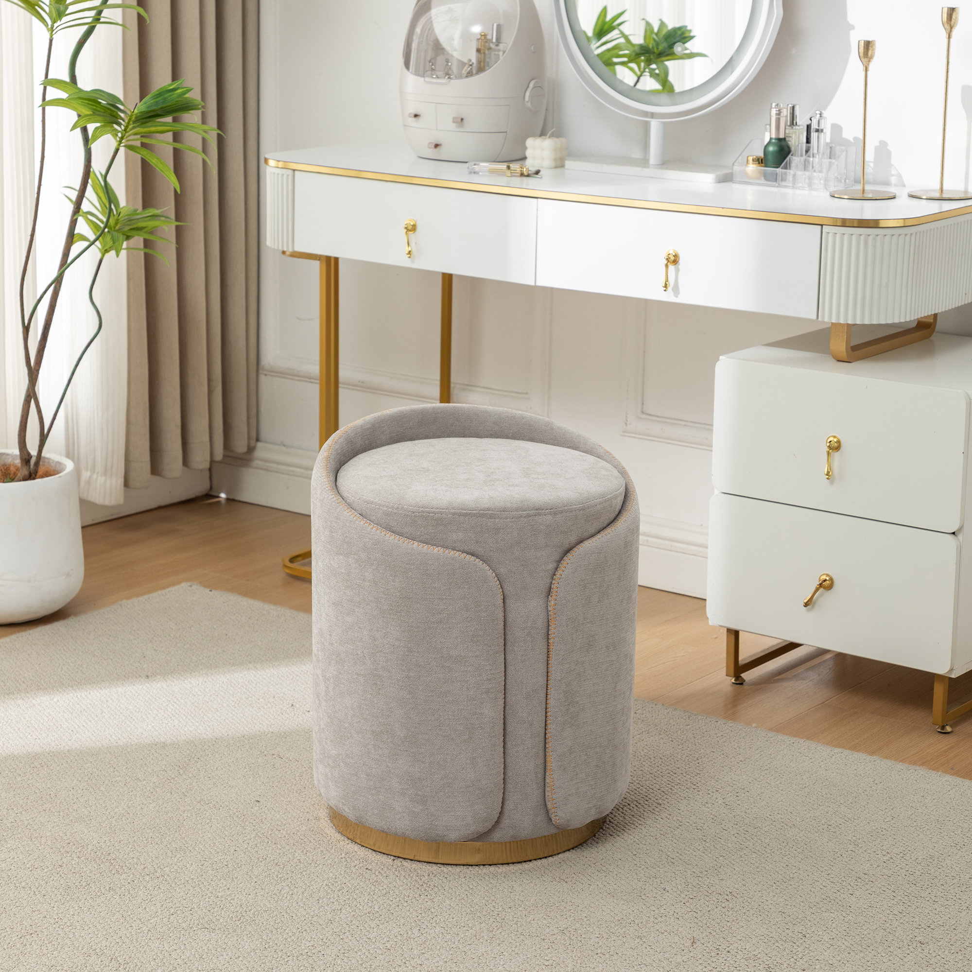 Mercer41 Juriana Metal Accent Stool Swivel Vanity Ottoman & Reviews ...