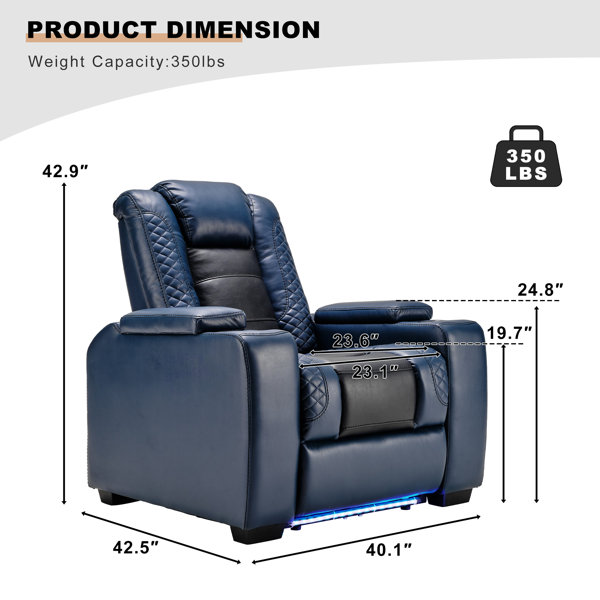 Winston Porter Valdur Adjustable Headrest Power Recliner Man Cave Home ...