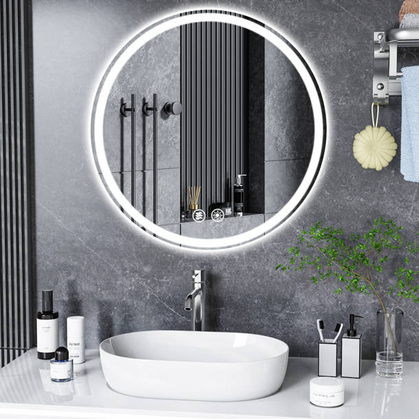 Orren Ellis Gaulrapp Frameless Rounded Anti Fog LED Lighted Dimmable ...