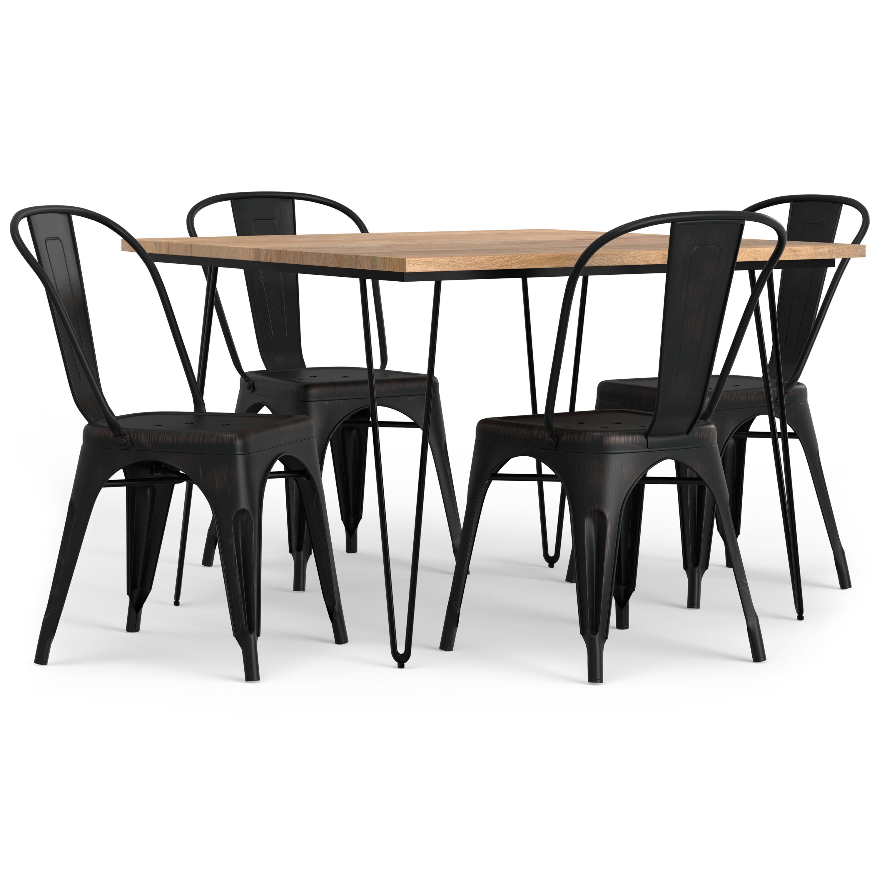 Simpli Home Fletcher / Hunter SOLID MANGO WOOD 5 Piece Dining Set in ...