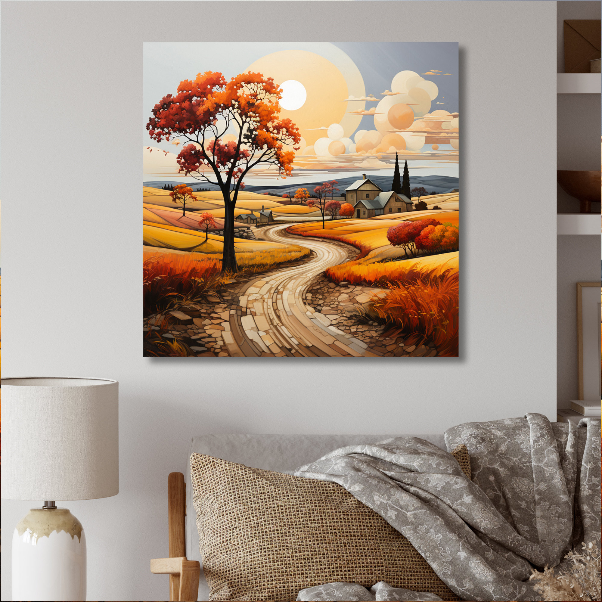 Red Barrel Studio® Orange Farm Autumn Landscape IV - Print | Wayfair