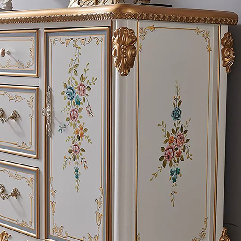 Liu's ink furniture Hand-Painted Sideboard with 4 Drawers and 2 Doors ...