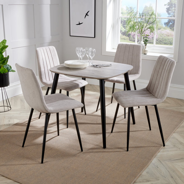Core Products Aspen 800mm Grey Oak foiled square table & 4 fabric chair ...