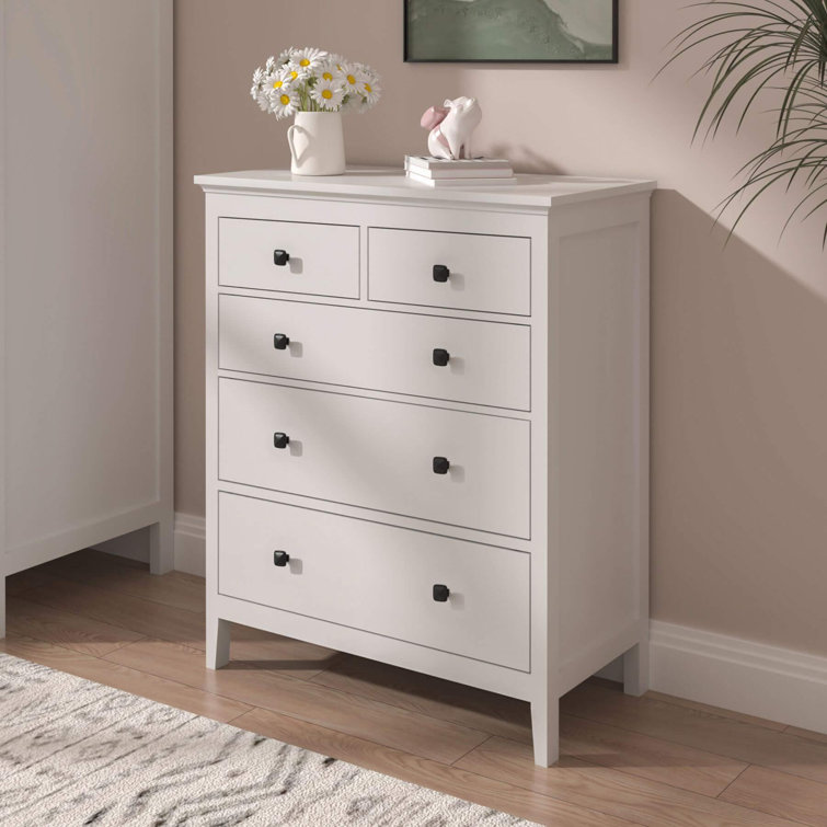 Lark Manor Alexandrina White 5 Drawer Chest Compact Storage Unit 80cm ...