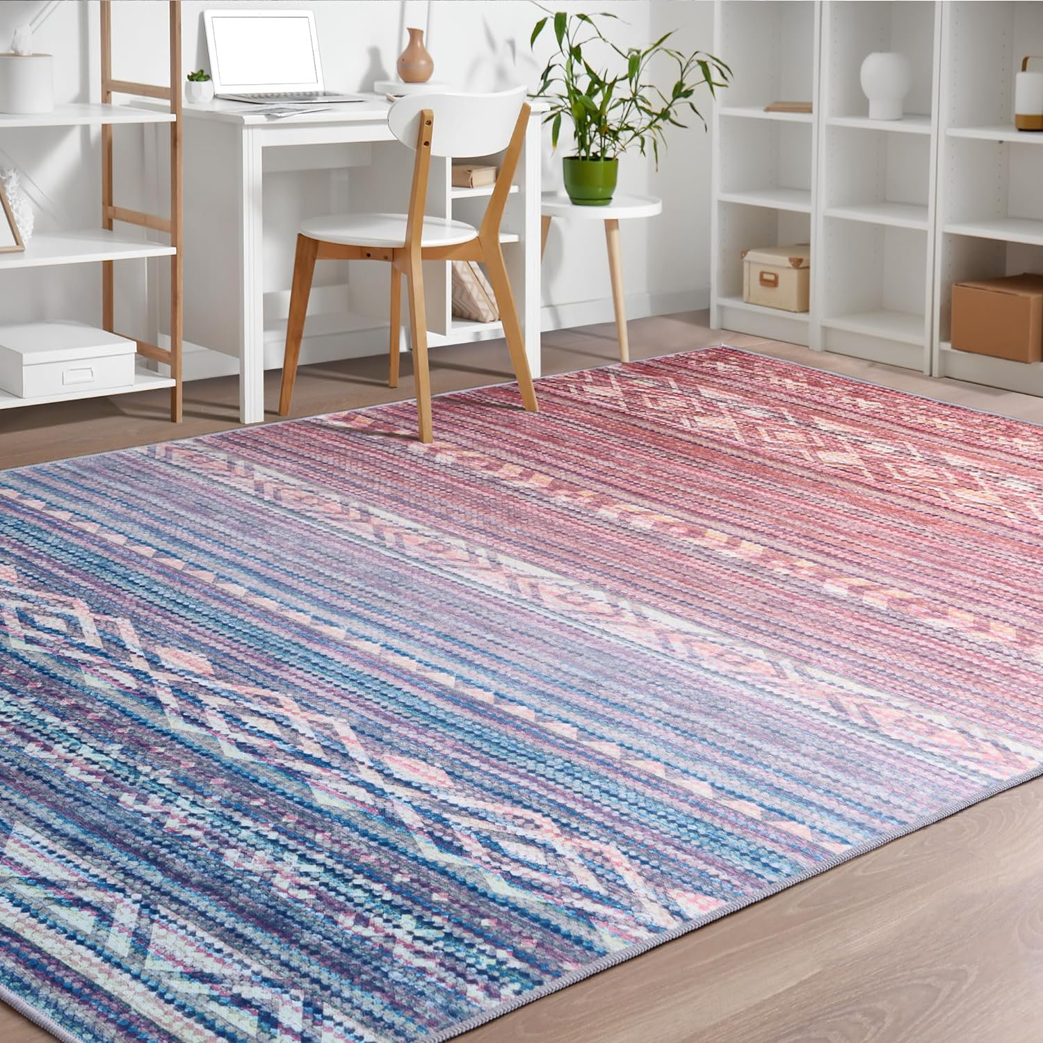 Union Rustic Washable Low Pile Rug Modern Ombre Area Rug Non-Shedding ...