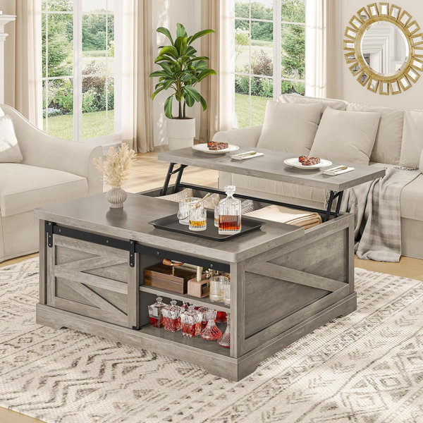 August Grove® 39.4'' Lift Top Coffee Table With Storage, Farmhouse ...