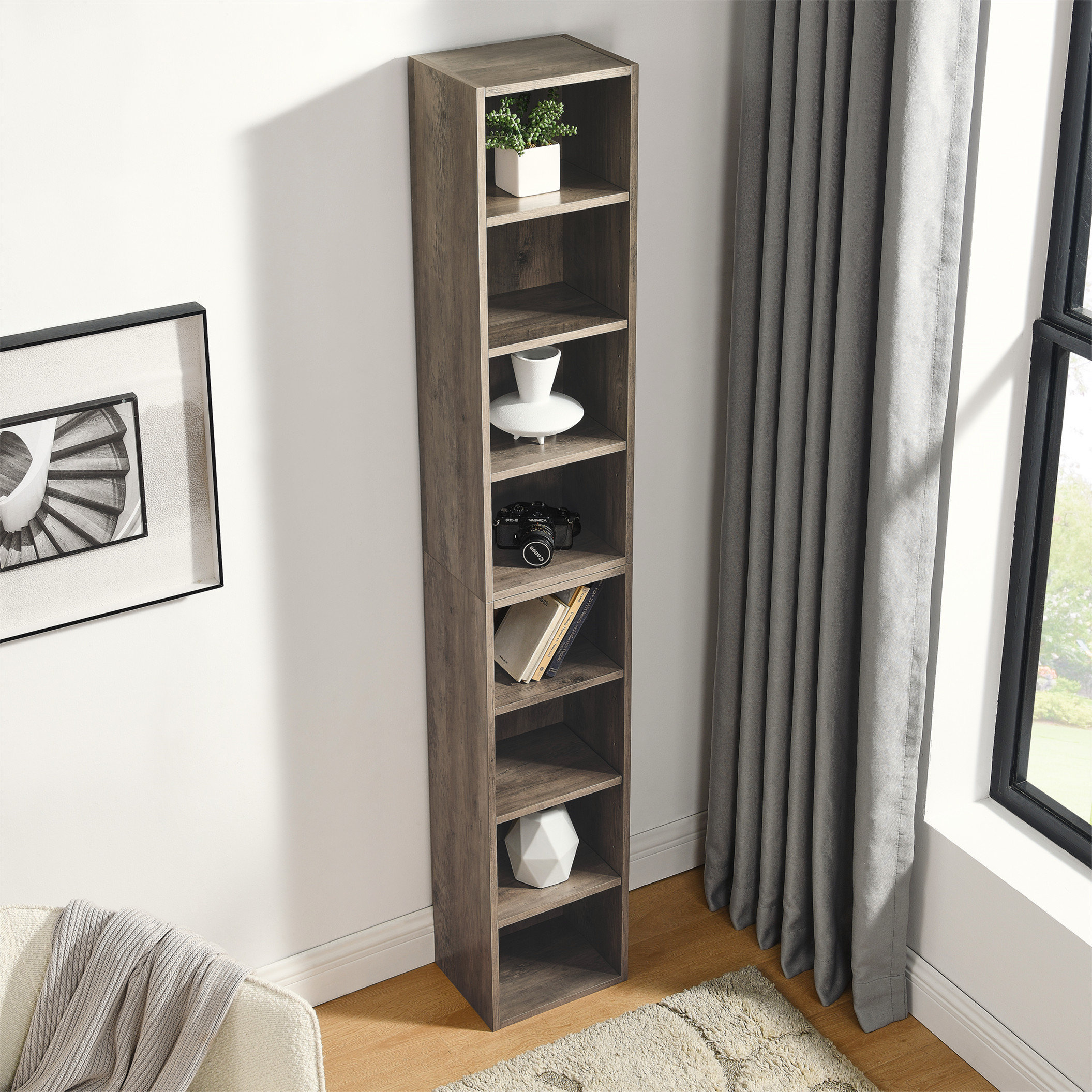Ebern Designs Versatile 8-Tier Media Tower Rack with Adjustable Shelves ...