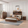 Millwood Pines 4pcs Bedroom Sets, Wooden Bed With Storage Headboard And ...