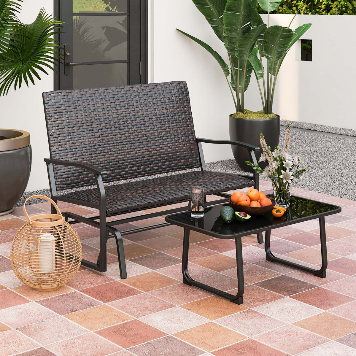 Lark Manor™ 2-person Outdoor Swing Glider Bench With Quick Dry Foam ...