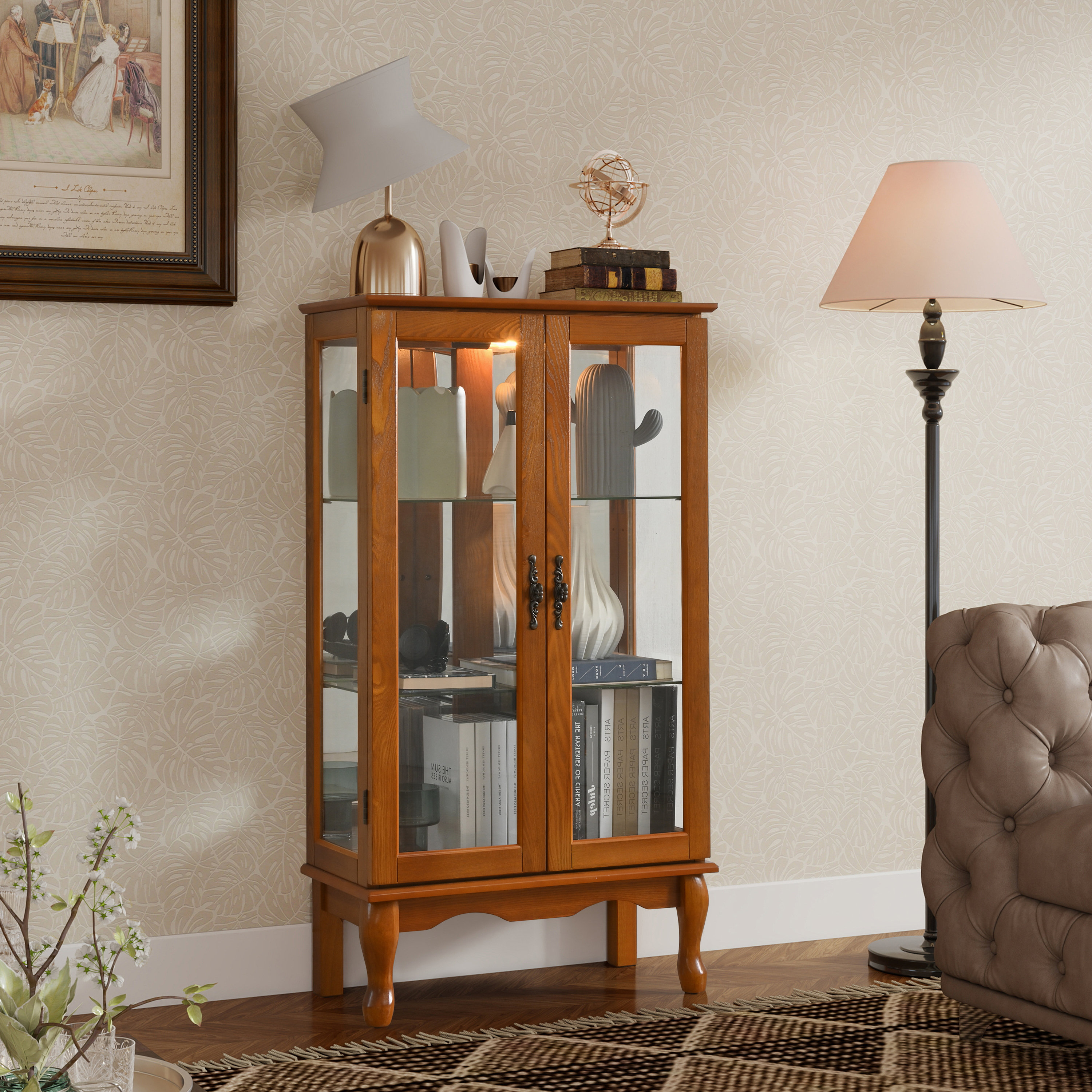 Charlton Home® Curio Cabinet Lighted Curio Display Cabinet with ...