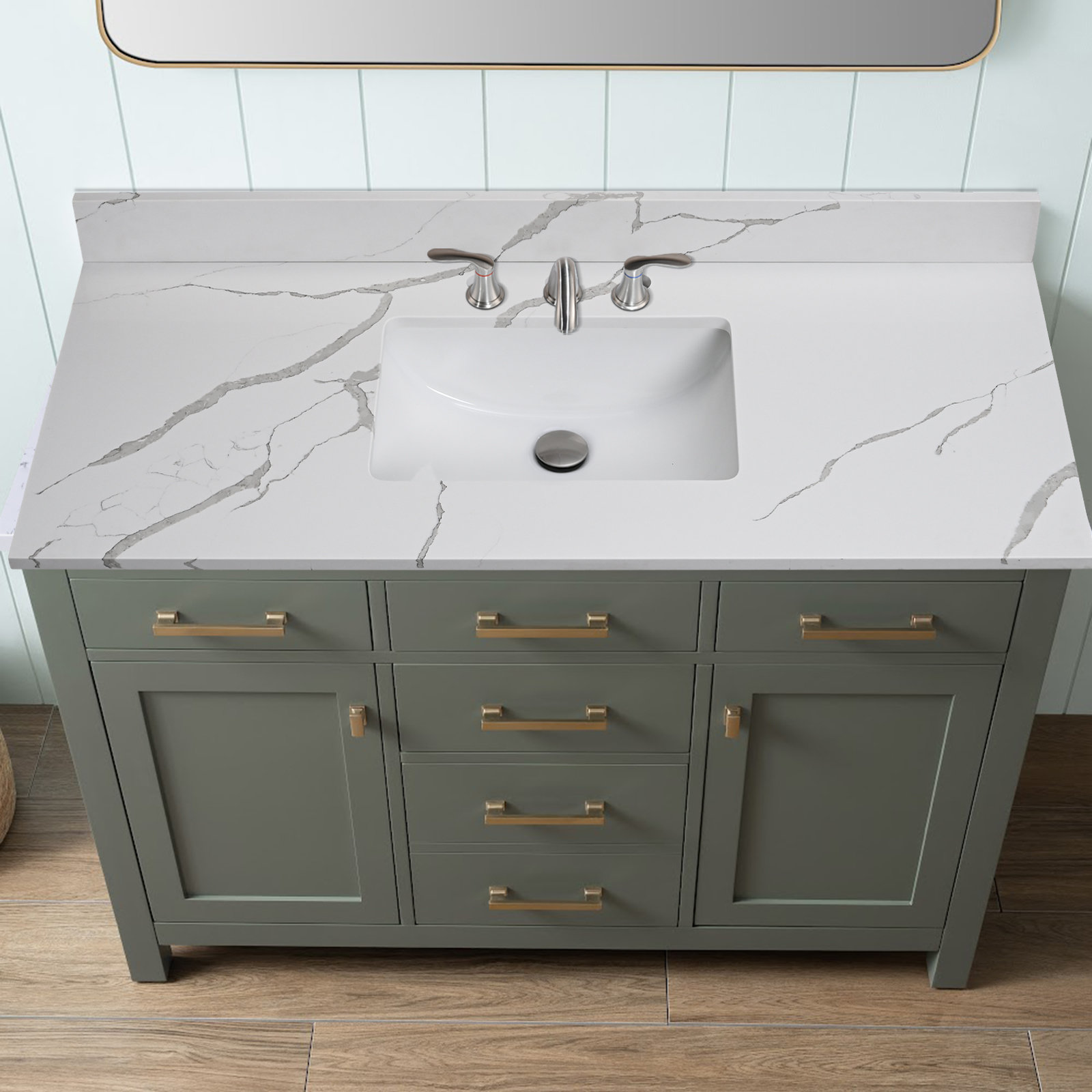 RENIST 48'' Quartz Single Bathroom Vanity Top with Sink – For Vanity ...