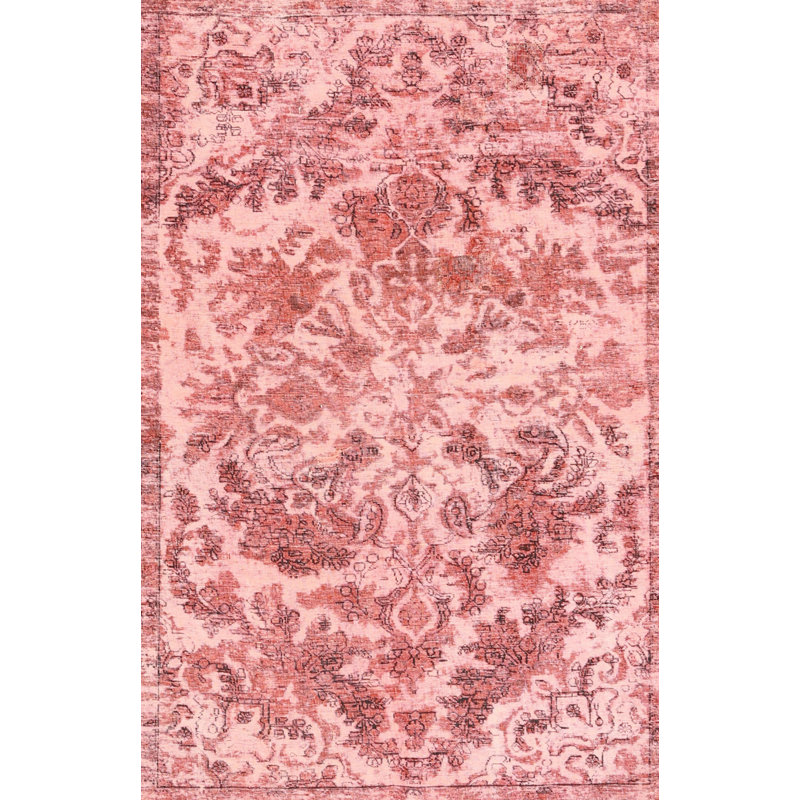 Bungalow Rose Traditional Pink/Beige Area Rug | Wayfair