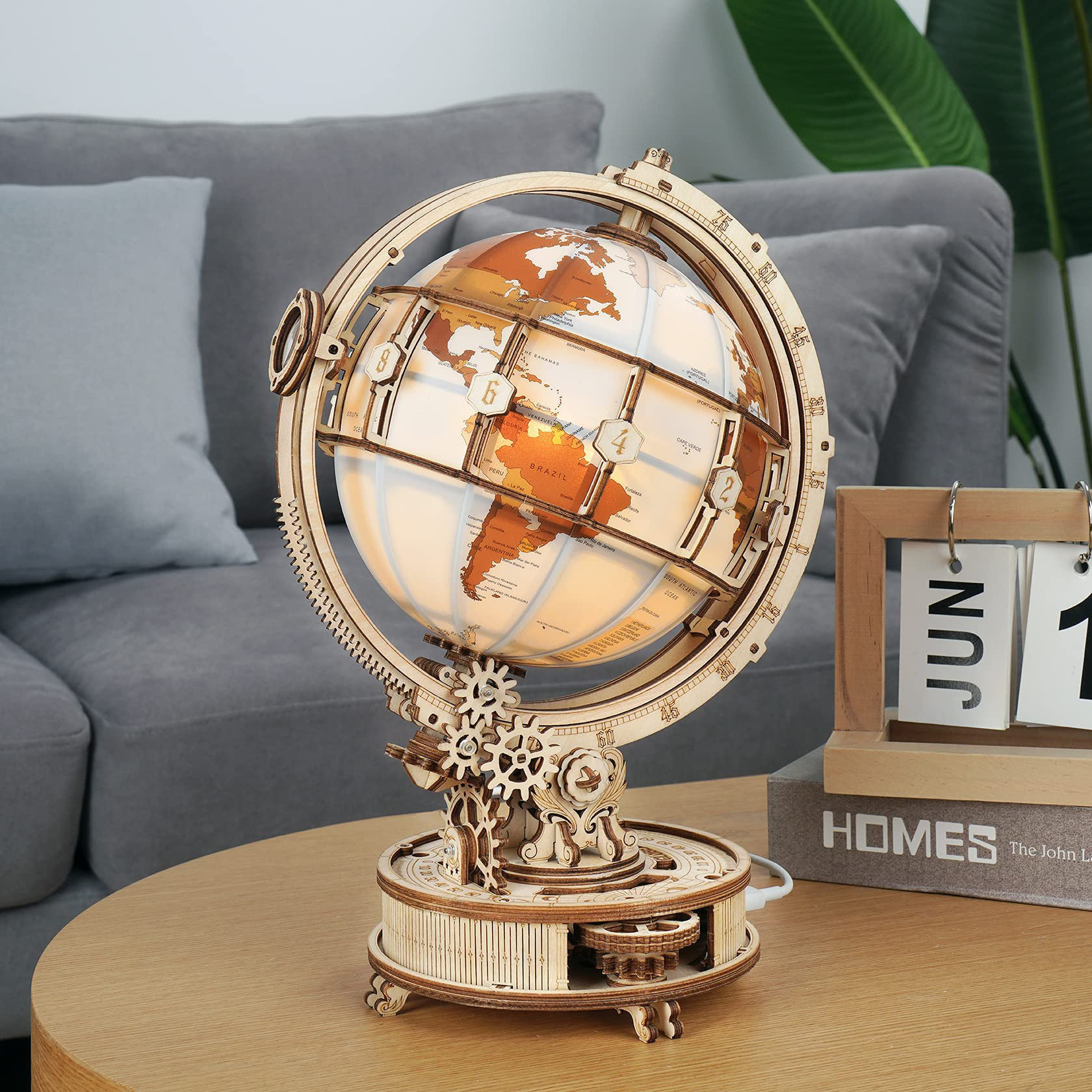 Borough Wharf 3D Puzzle Wooden Luminous Globe, Model Kits For Adult To ...