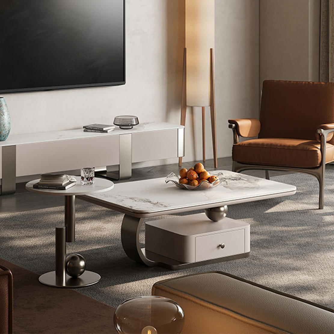 The Invincibles home Modern creative square rock plate coffee table ...