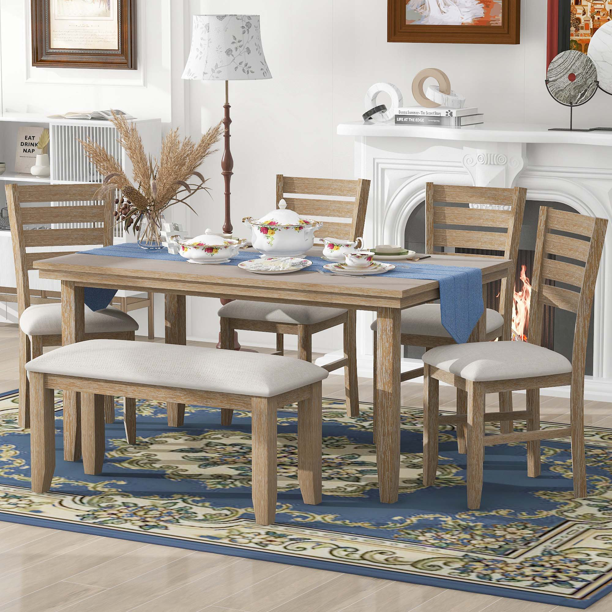 Gracie Oaks Rustic Wood Dining Set | Wayfair