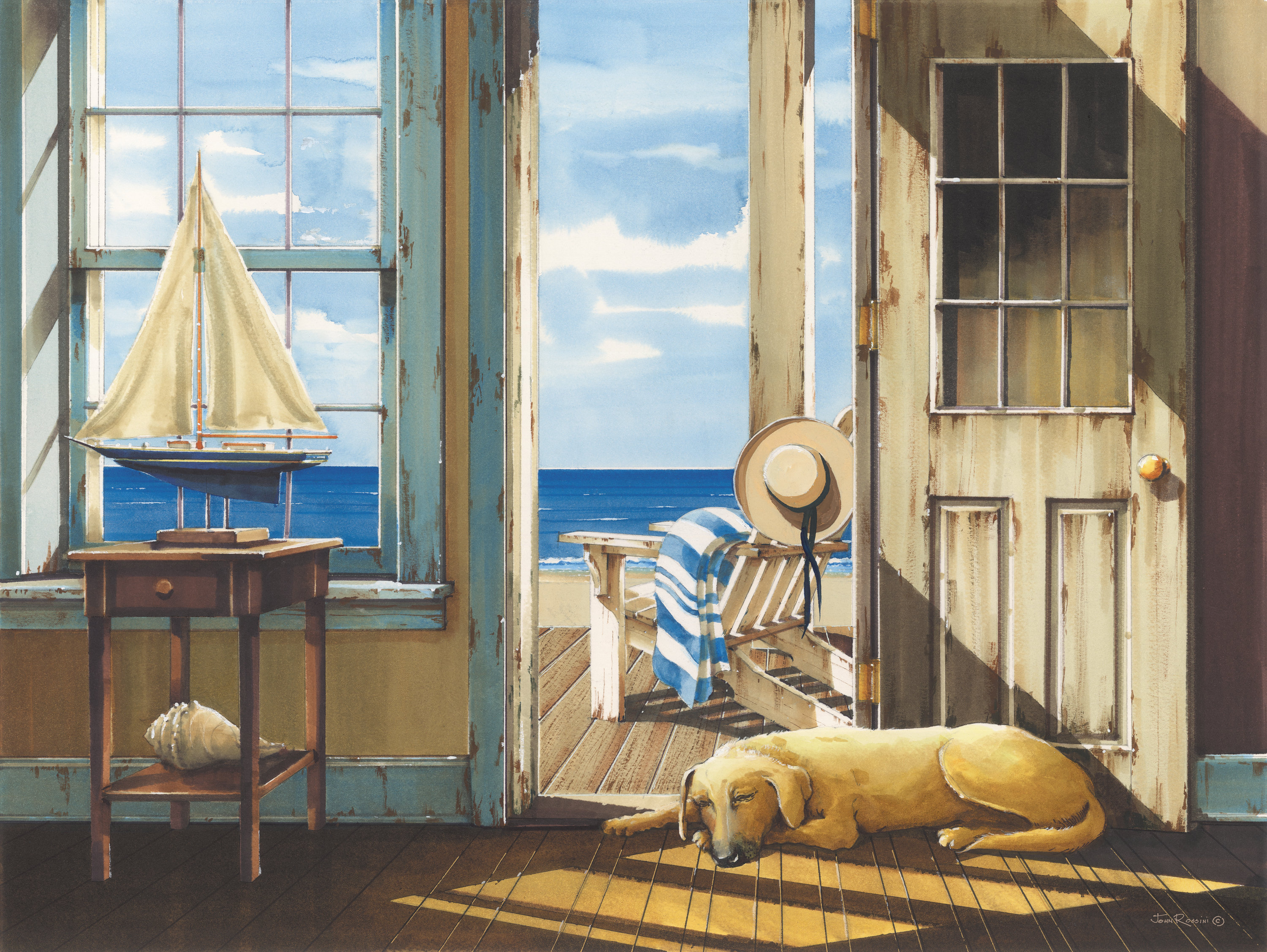 Highland Dunes Enjoying The Sea Breeze On Canvas by John Rossini Print ...