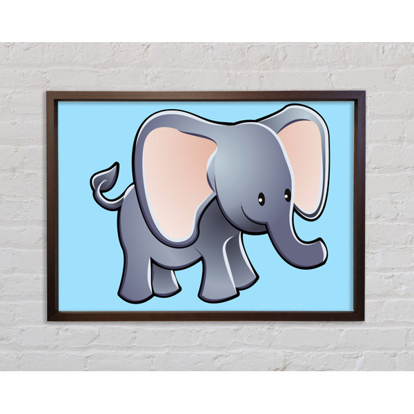 Bright Star Big Eared Elephant Baby Blue - Single Picture Frame Print ...