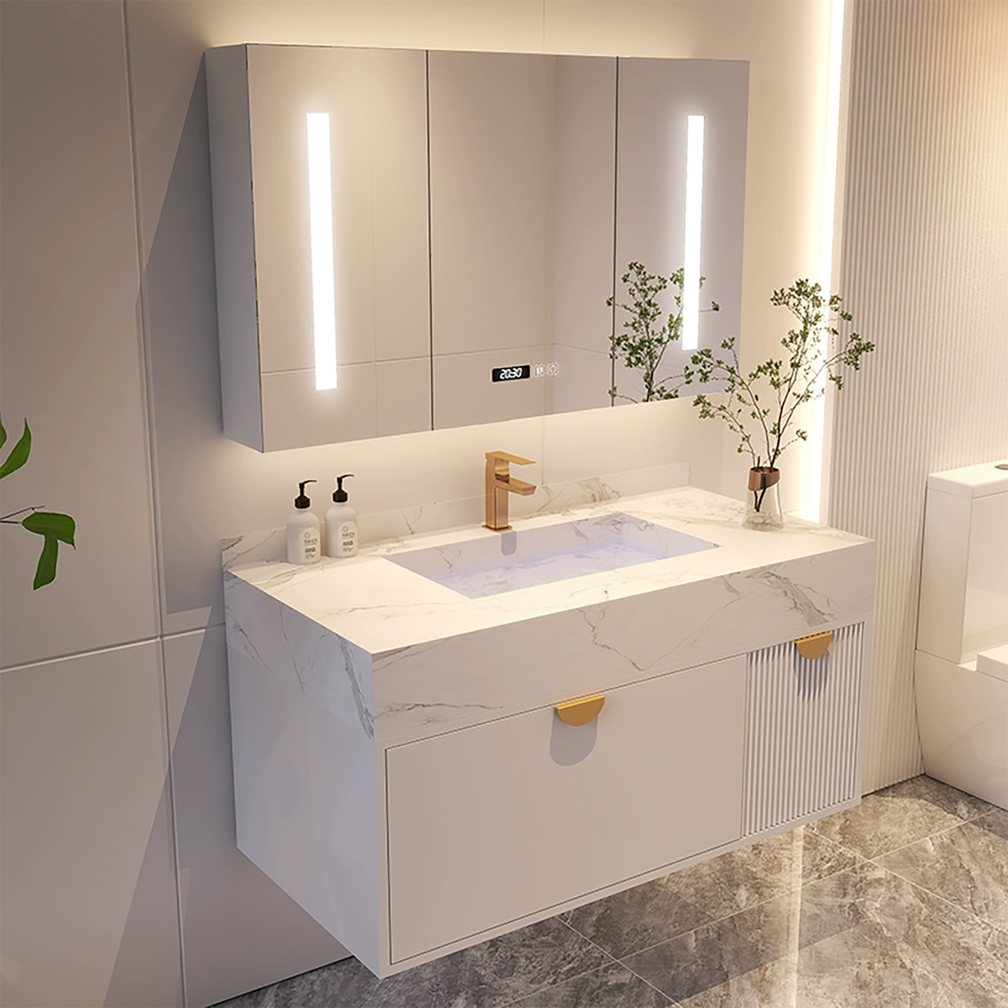 Mercer41 Tashelle 35.4'' Modern Single Bathroom Vanity with Sintered ...