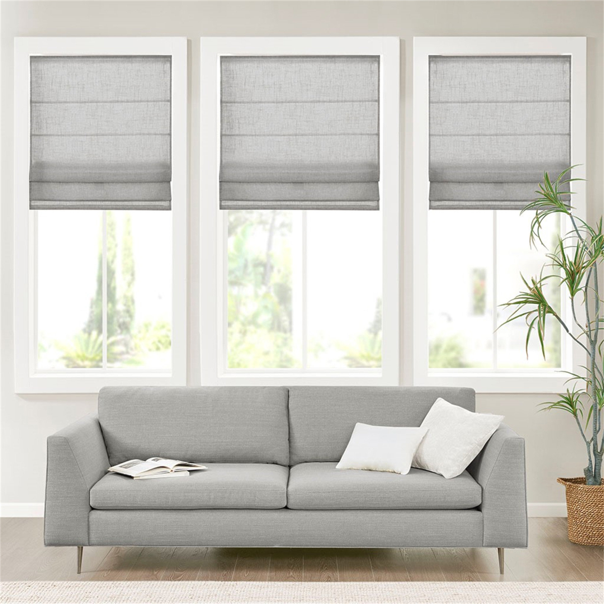 Hokku Designs Linen Blend Light Filtering Cordless Roman Shade 34X64 ...