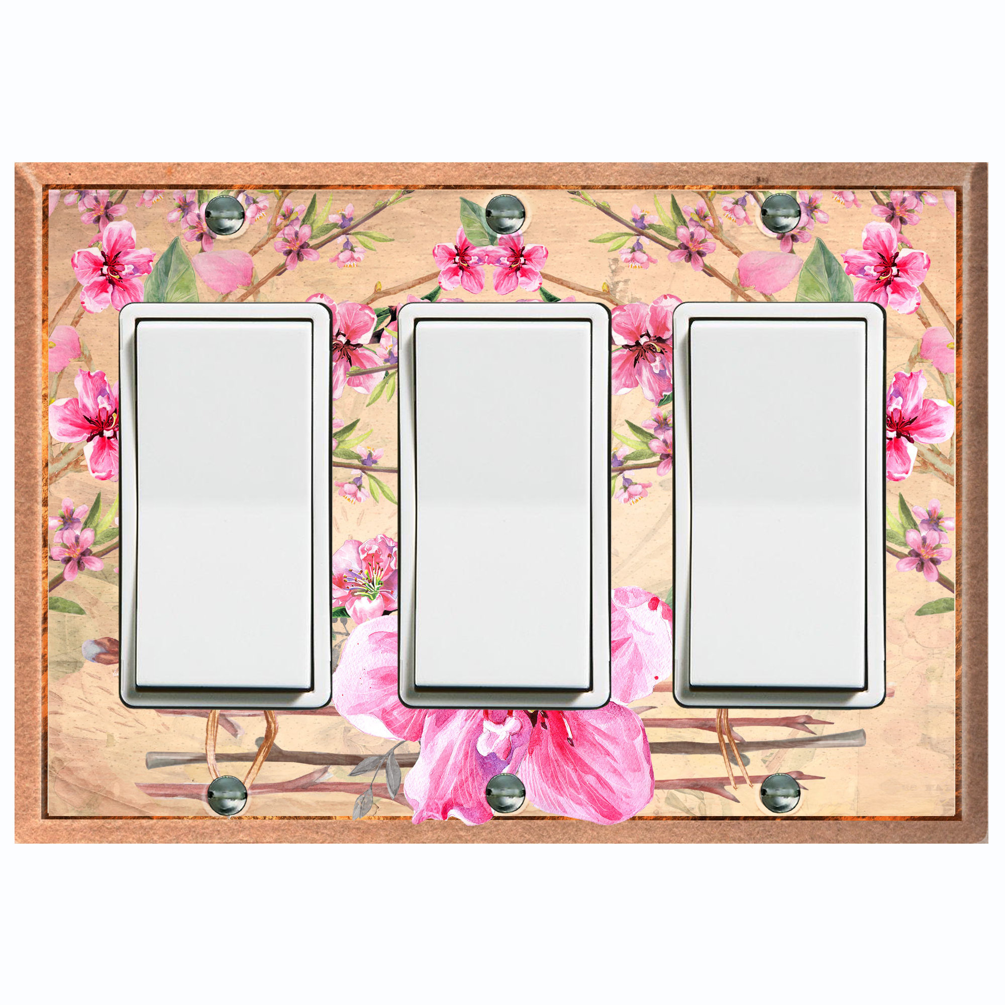WorldAcc Vintage Flower 3-Gang Rocker Wall Plate | Wayfair