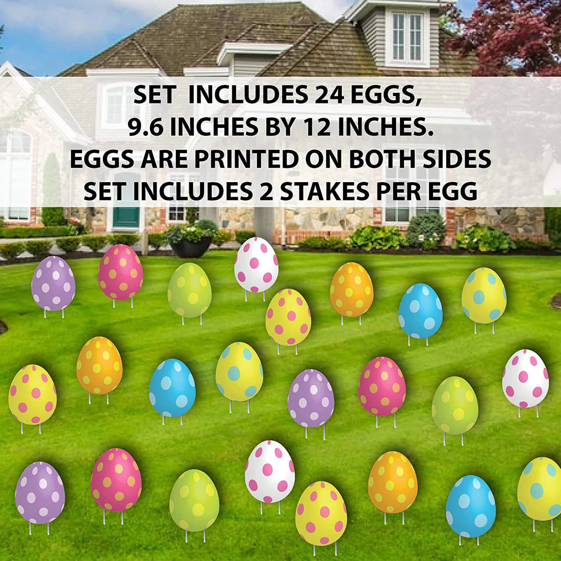 The Holiday Aisle® 24 Piece Jumbo Easter Egg Yard Signs, 9.6x12 Inches ...