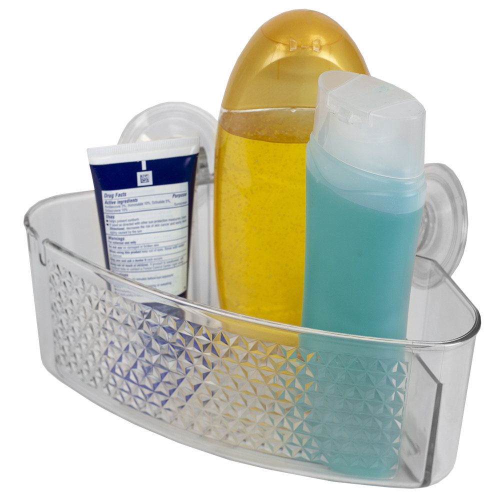 Rebrilliant Cubic Patterned Plastic Corner Shower Basket with Suction ...