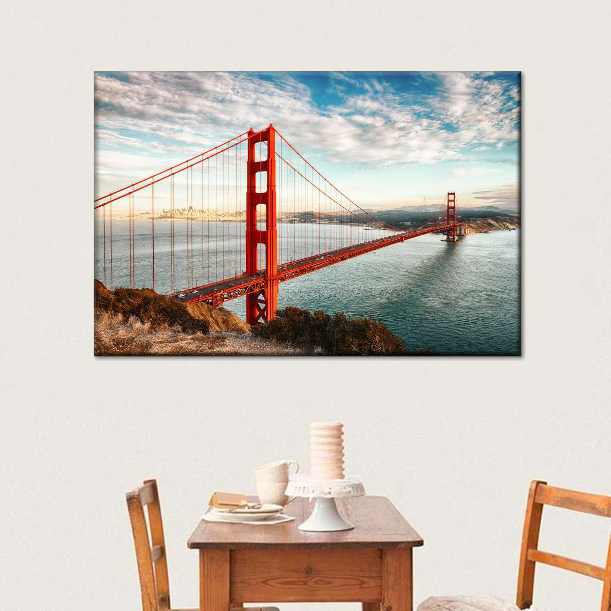 Ebern Designs Red Golden Gate Bridge Canvas Print On Canvas Print | Wayfair