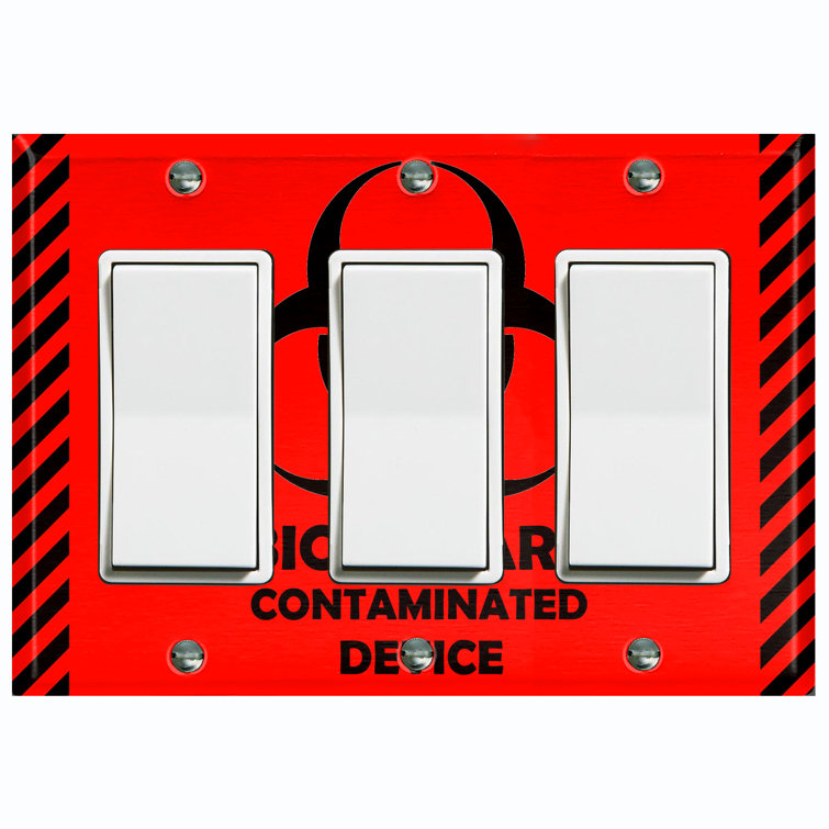 WorldAcc Metal Light Switch Plate Outlet Cover (Red Bio Hazard Sign ...