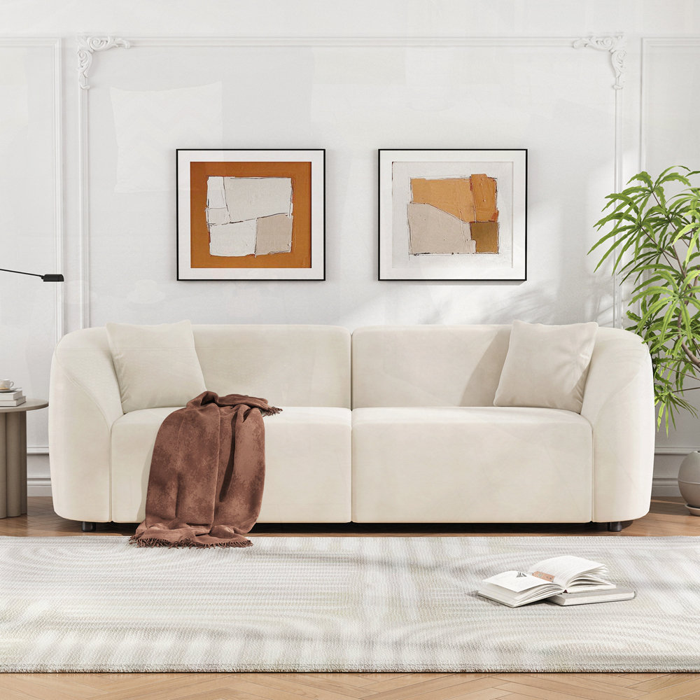 Latitude Run® Streamlined Design Curved Contemporary Sofa with Durable ...