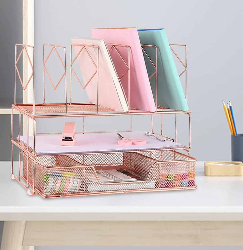 Inbox Zero Desk Organizers and Desk Accessories - a Rose Gold Desk ...