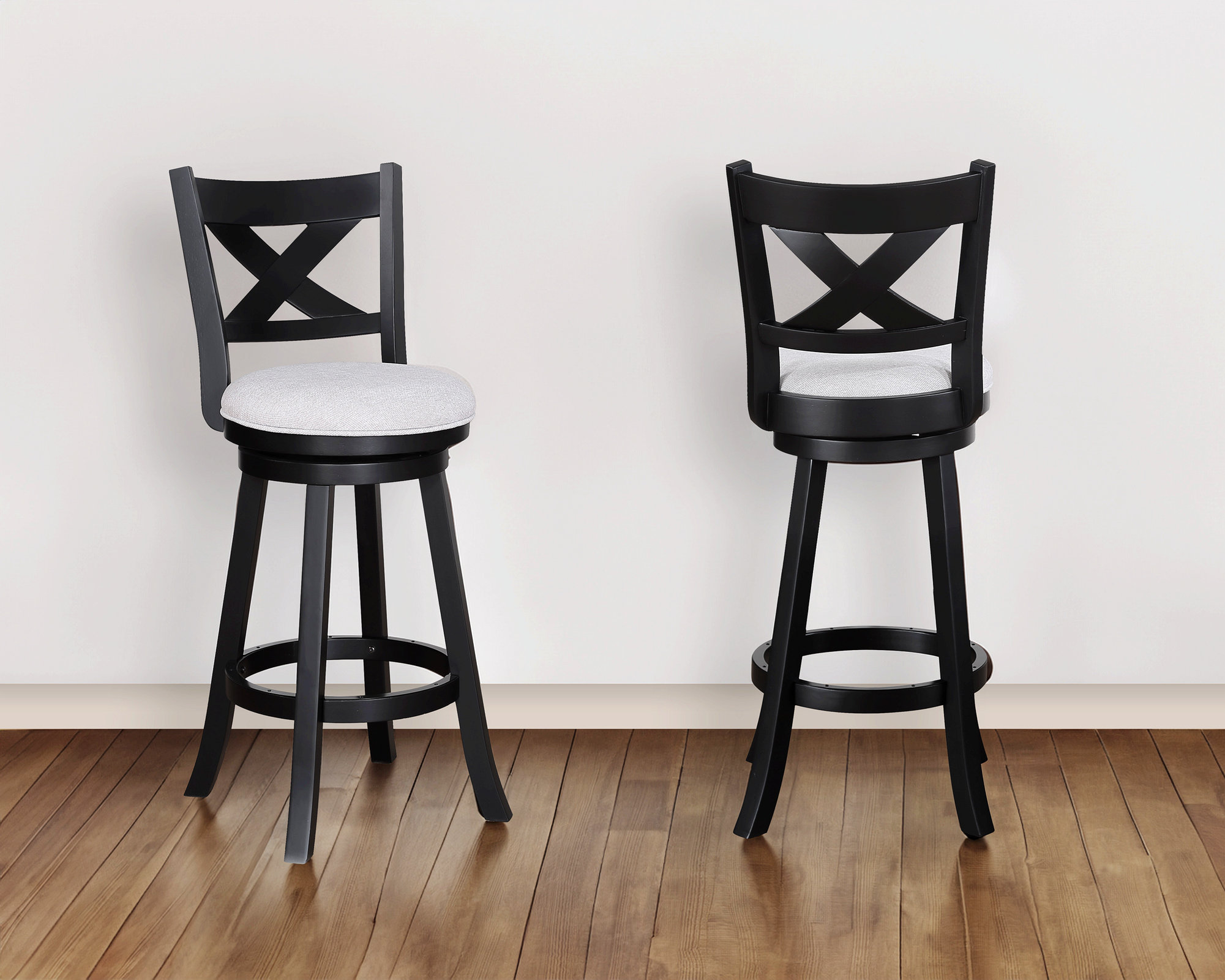One Allium Way® Two Pieces Swivel Pub Stools, Wooden Bar Stools With ...