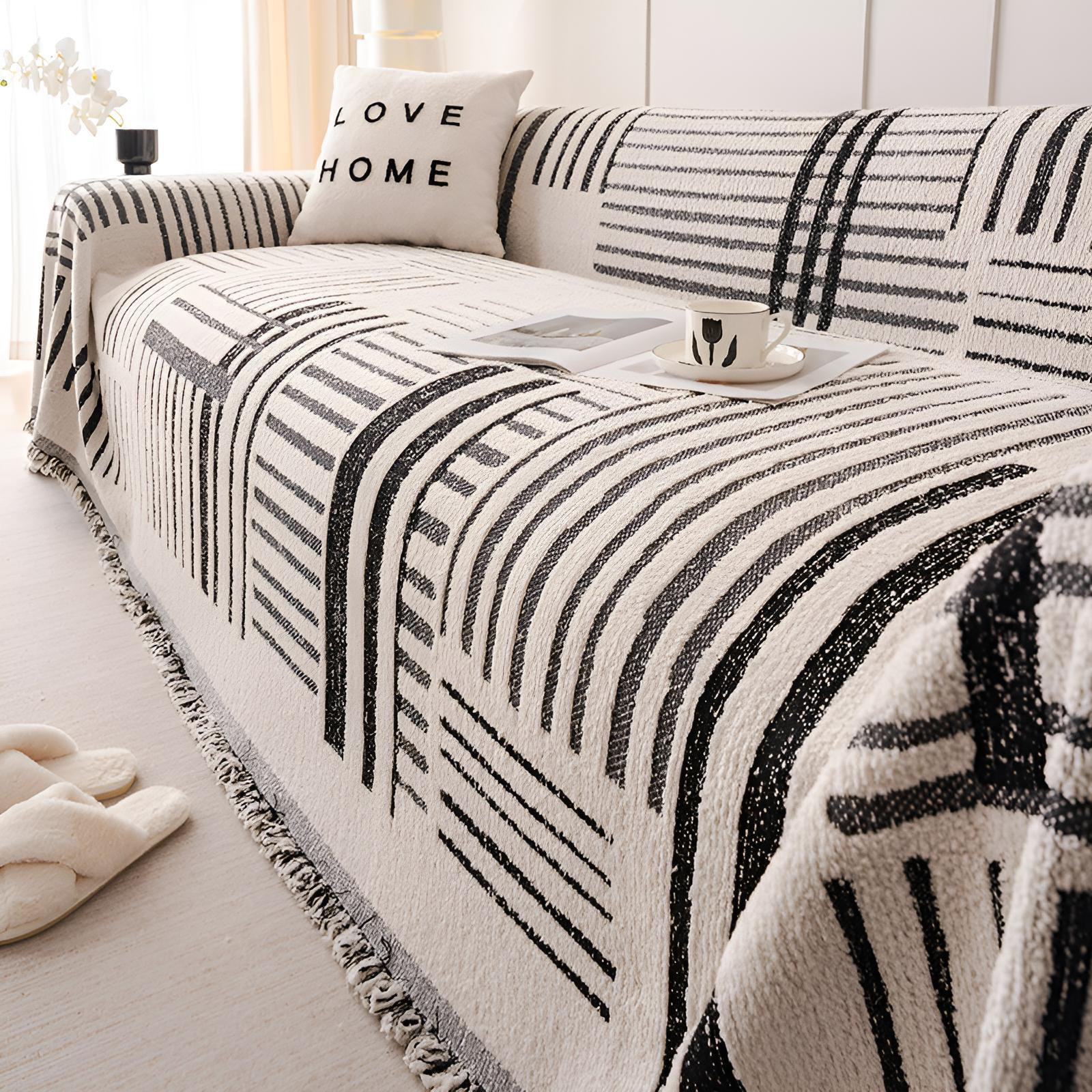 Latitude Run® Plush Sofa Towel With Anti-Slip Design, Thick Sofa Cover ...