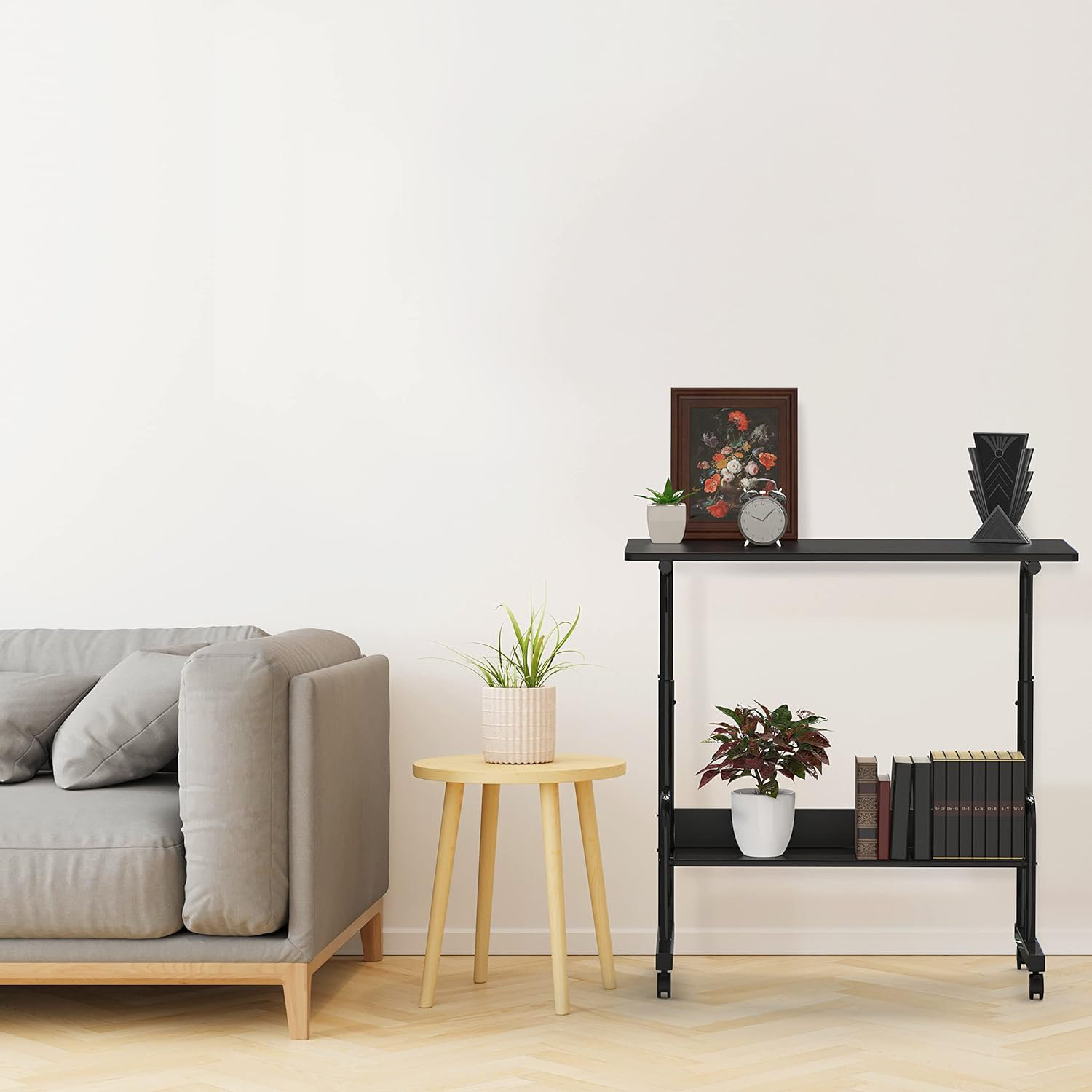 17 Stories Height Adjustable Mobile Standing Desk With Wheels, Locking ...