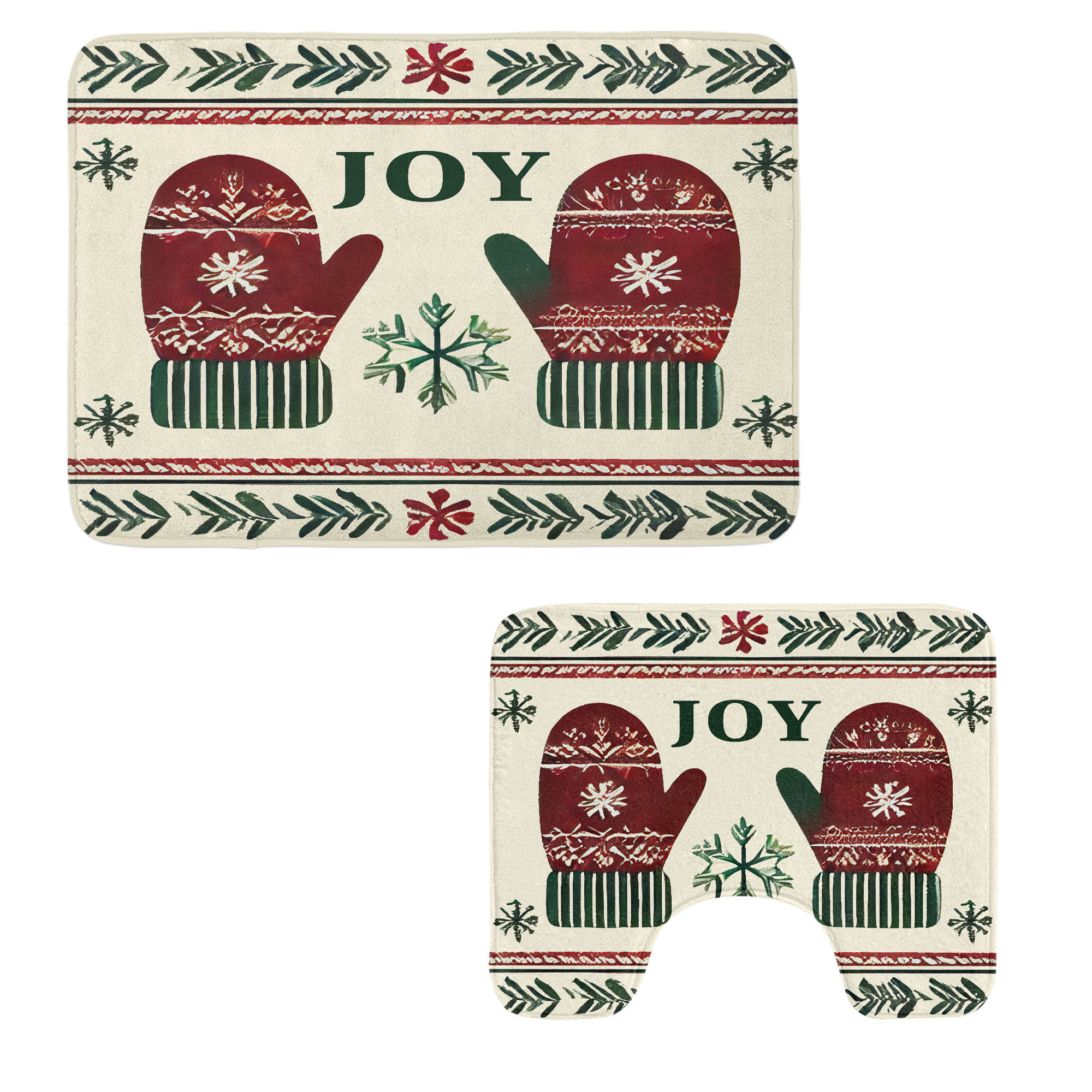The Holiday Aisle® Christmas Bathroom Rug Set 2 Pieces Rectangle ...