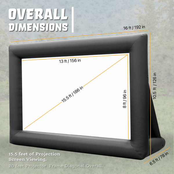 Khomo Gear Outdoor 20 ft Outdoor Projector Screen - Supports Front and ...
