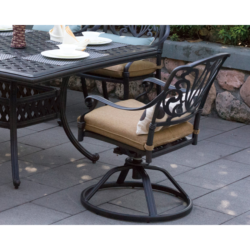 Three Posts™ Outdoor Lebanon Rocking Metal Chair with Cushions (Set of ...
