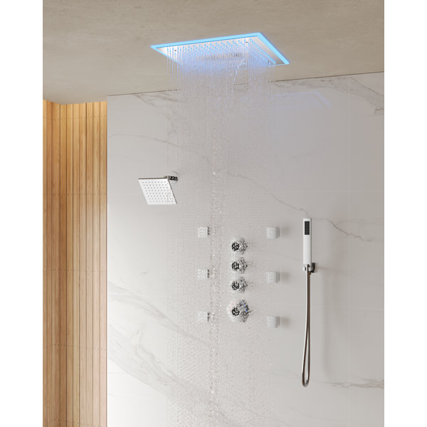 EVERSTEIN Robinet de douche thermostatique à DEL 16 po à double ...