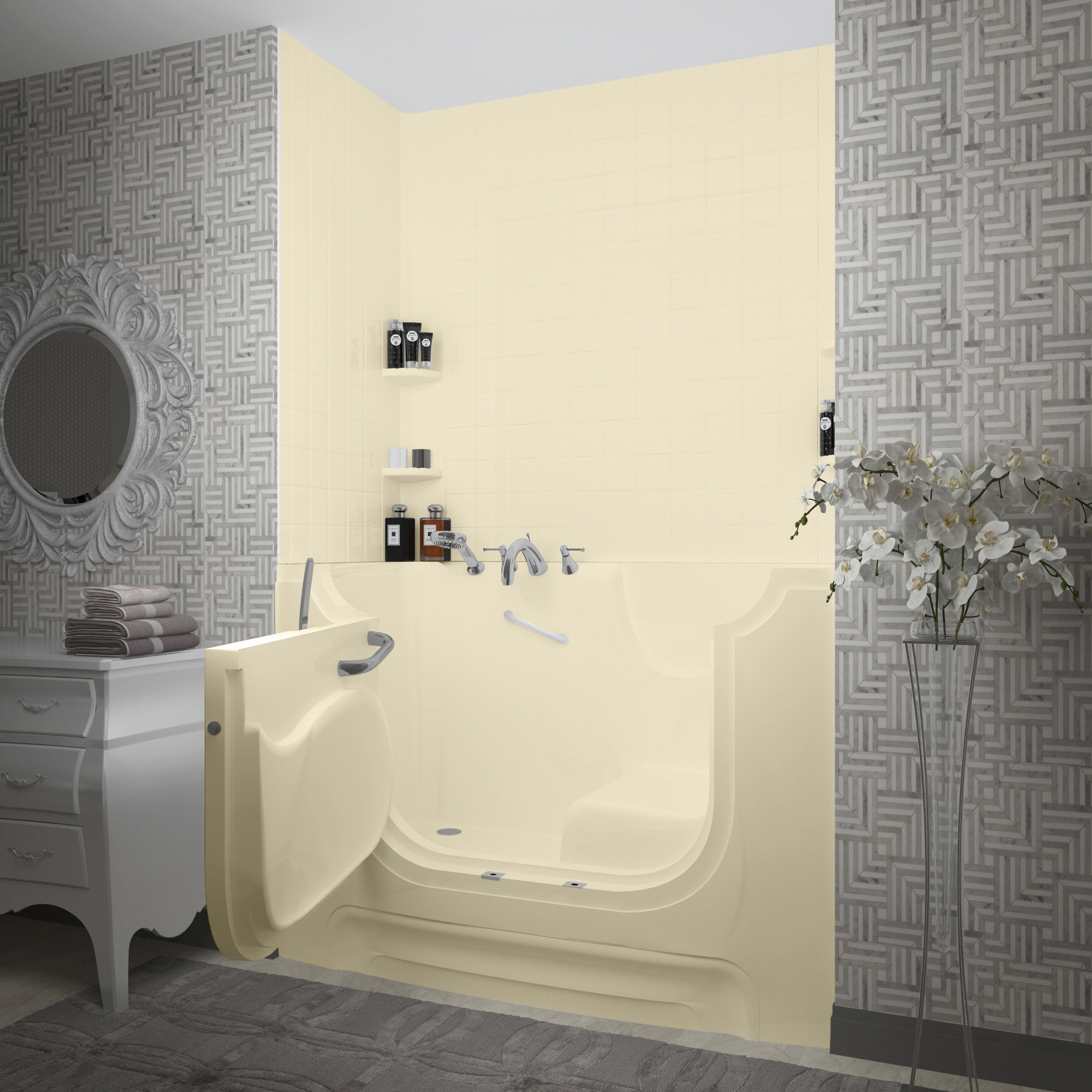 Therapeutic Tubs HandiTub 60" x 30" Walk in Soaking Fiberglass Bathtub ...