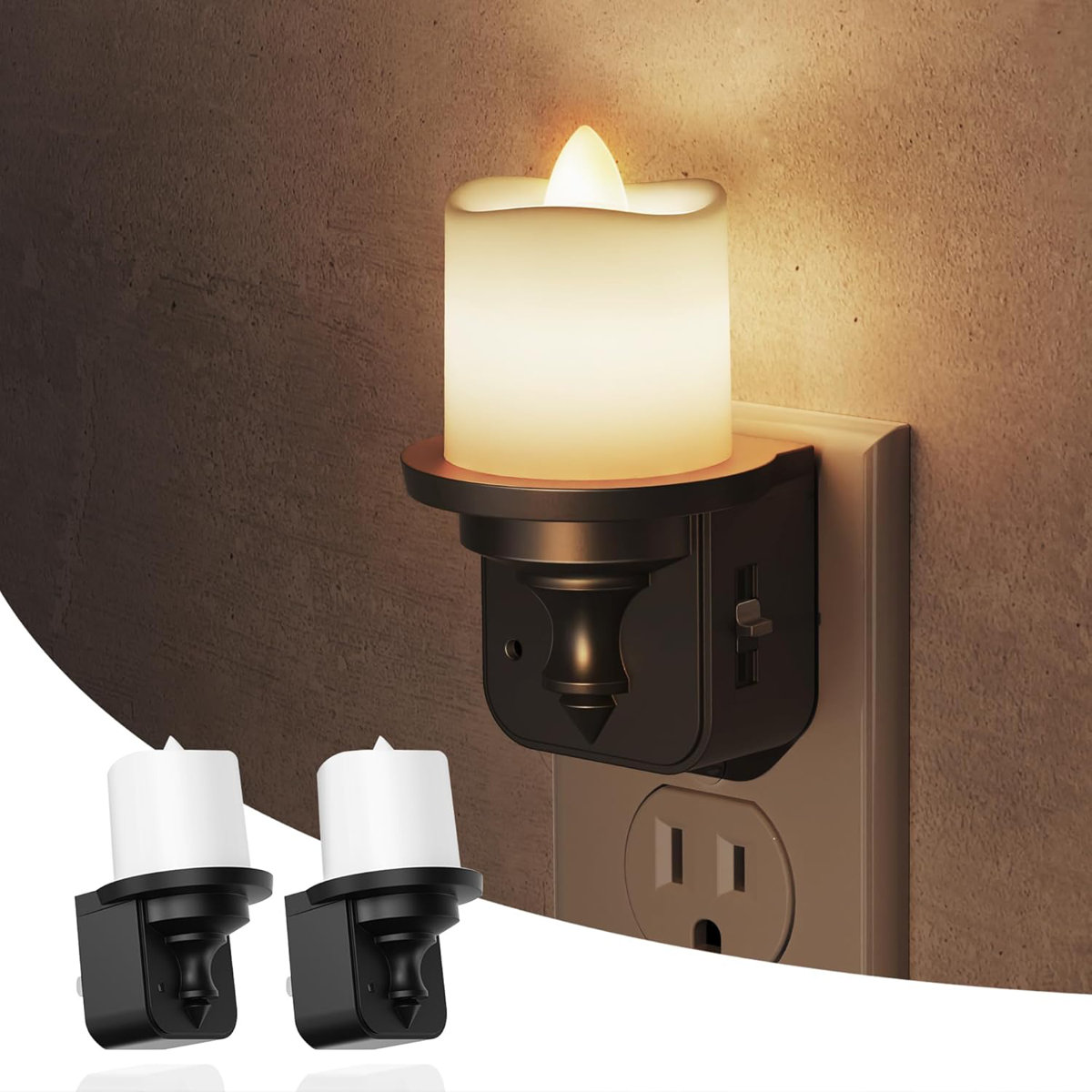 woxeon Candle Night Light 2 Pack Flameless Candle Nightlight Plug In ...
