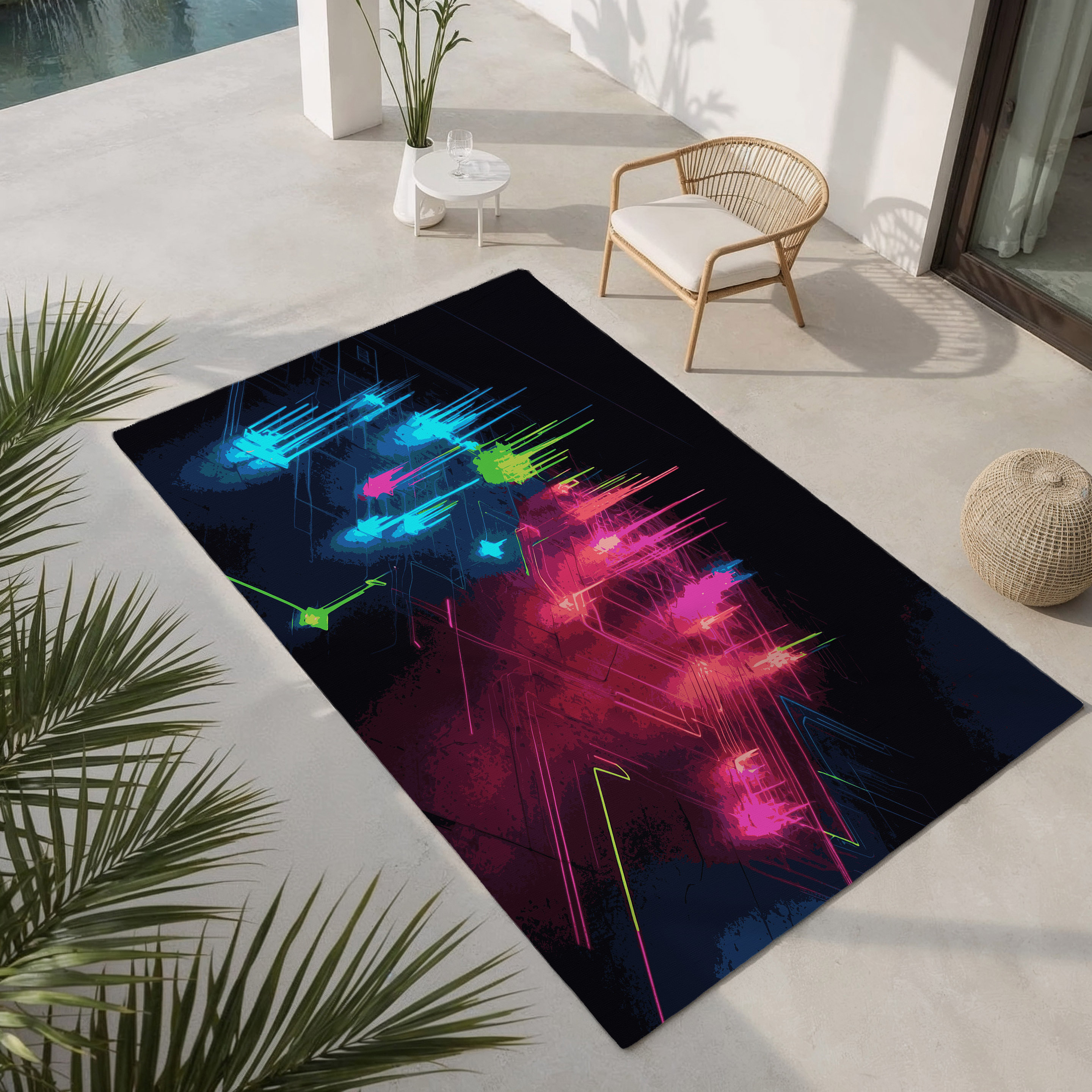 Wrought Studio™ Galaxy Grid Indoor And Outdoor Area Rug | Wayfair