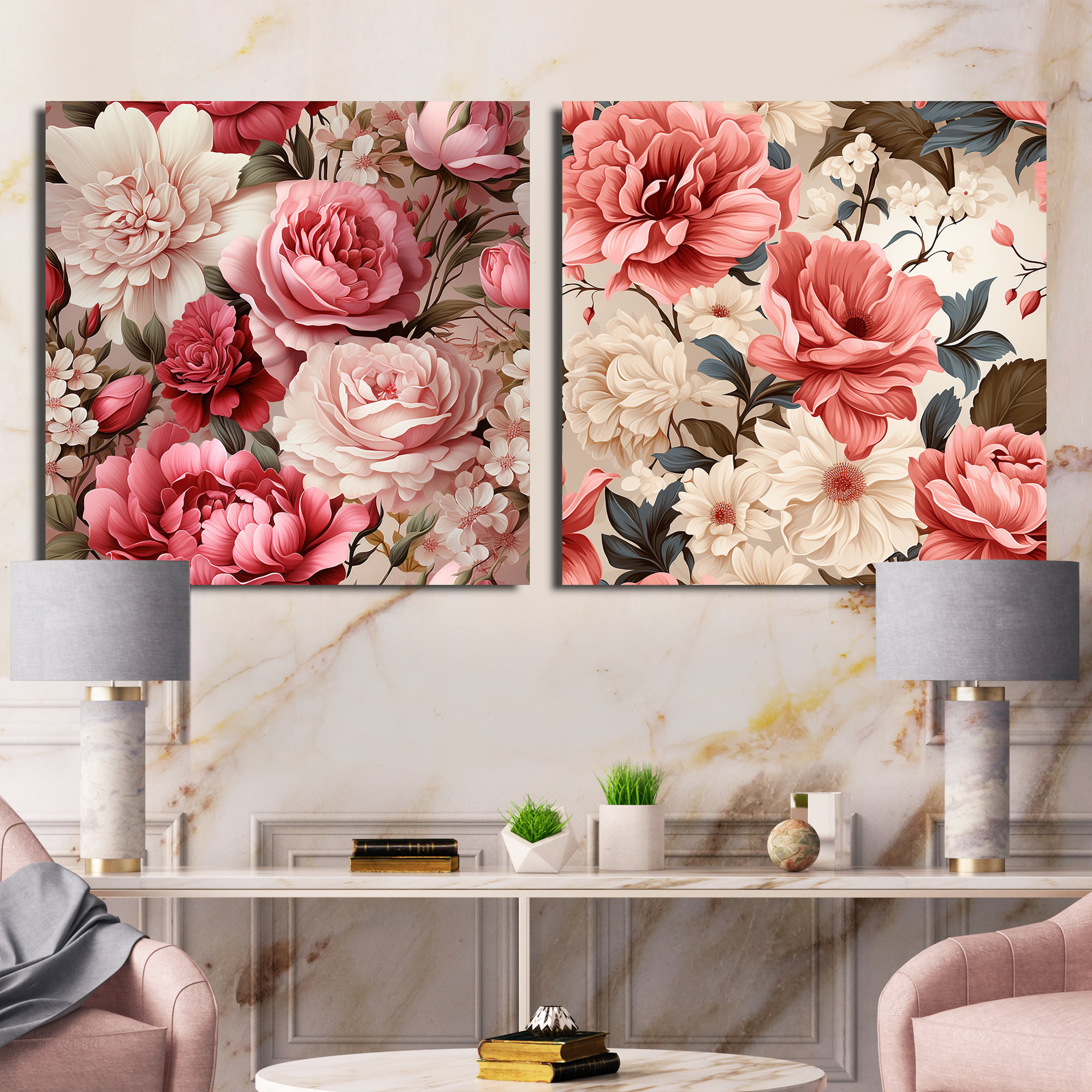 Design Art Vintage Roses Grace Victorian Pattern - Floral Square ...