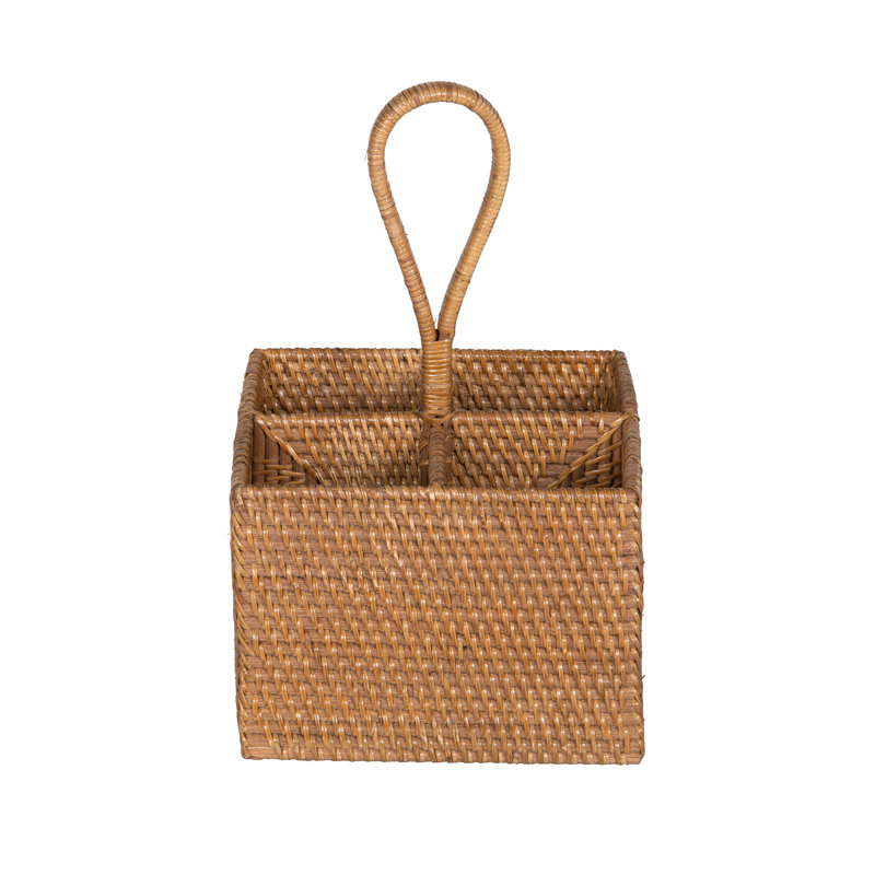 Bay Isle Home™ Rattan Bottle and Silverware Caddy Basket & Reviews ...