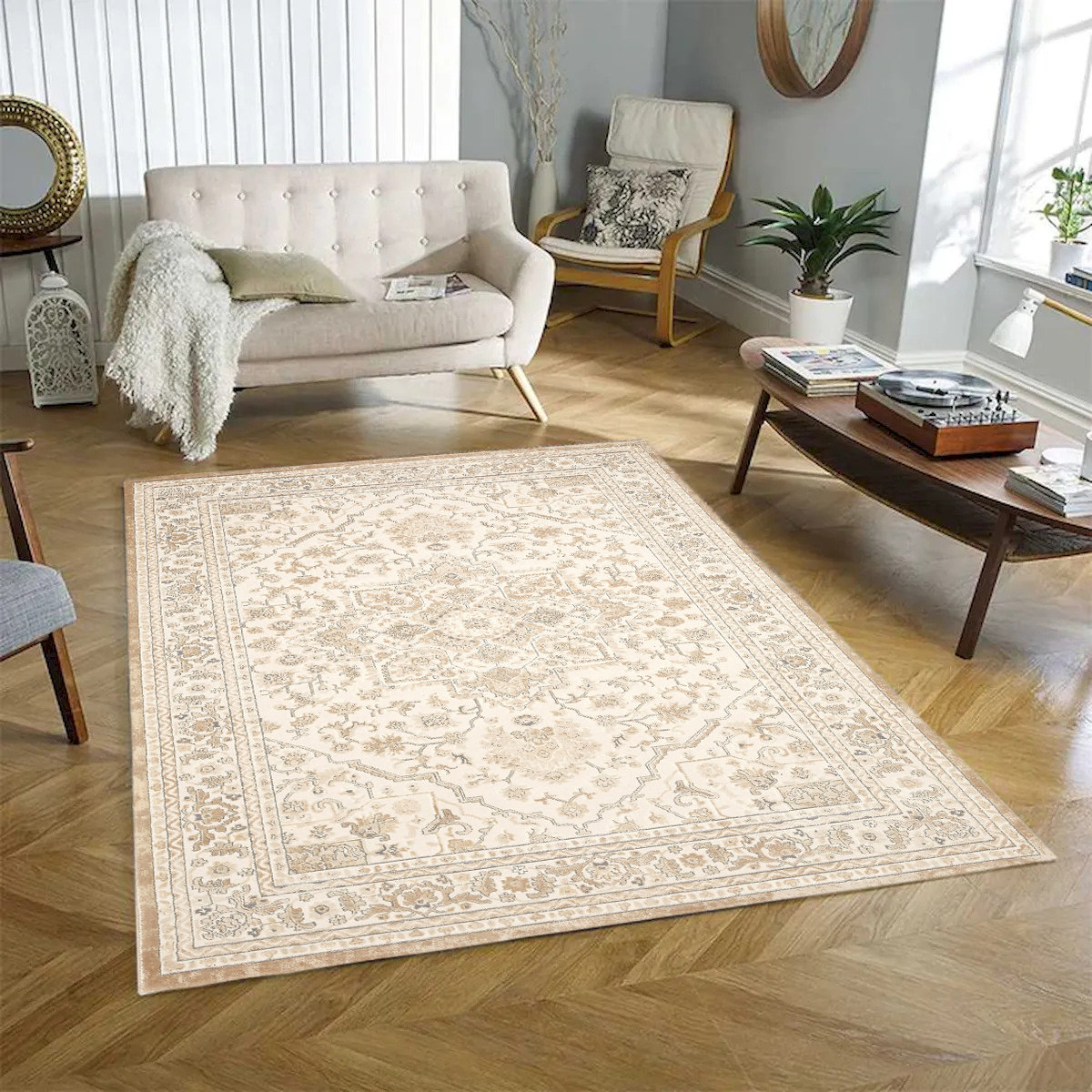 Bungalow Rose Floda 18" X 18" Textured Cream Colored Rug | Wayfair