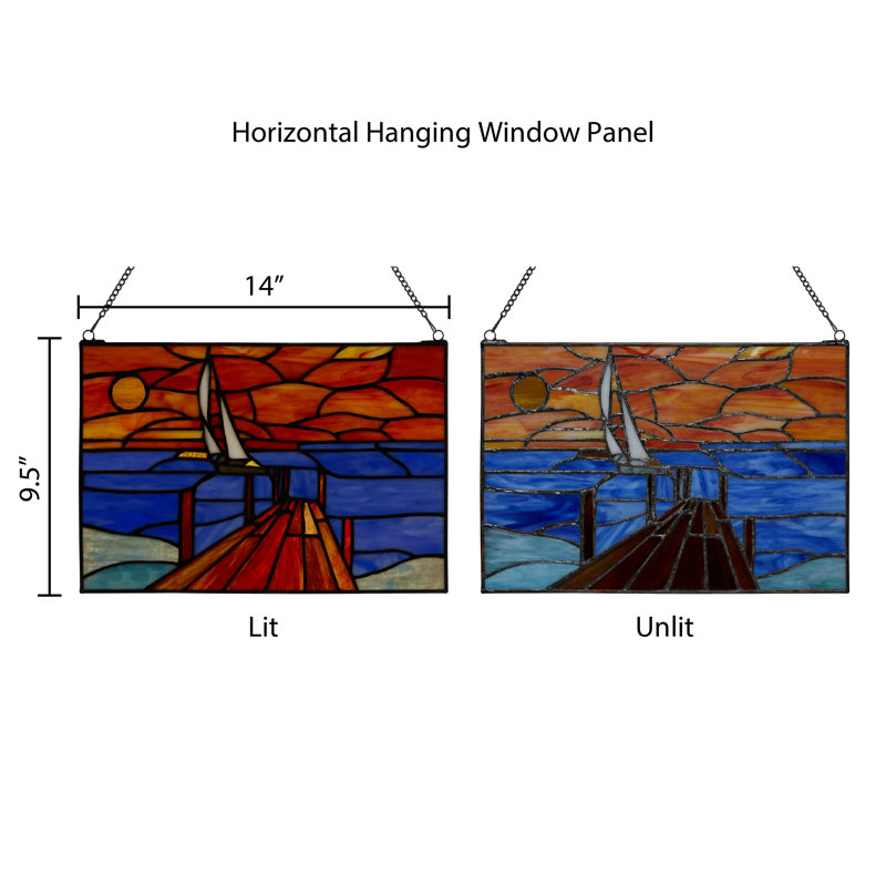 Breakwater Bay 14"L Sailboat Stained Glass Window Panel "& Reviews ...
