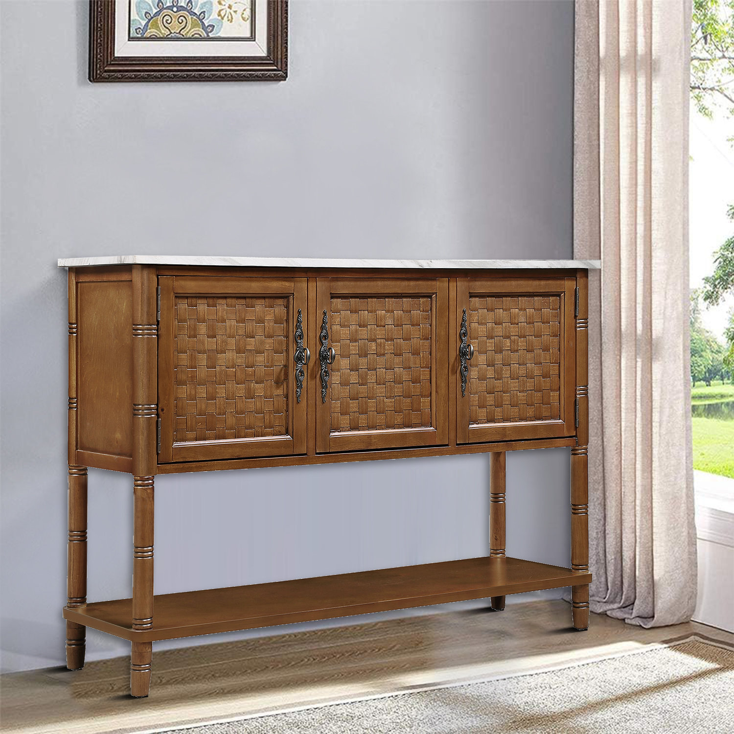 Alcott Hill Camecia Vintage Style 47.21” Console Table with Shelves and ...