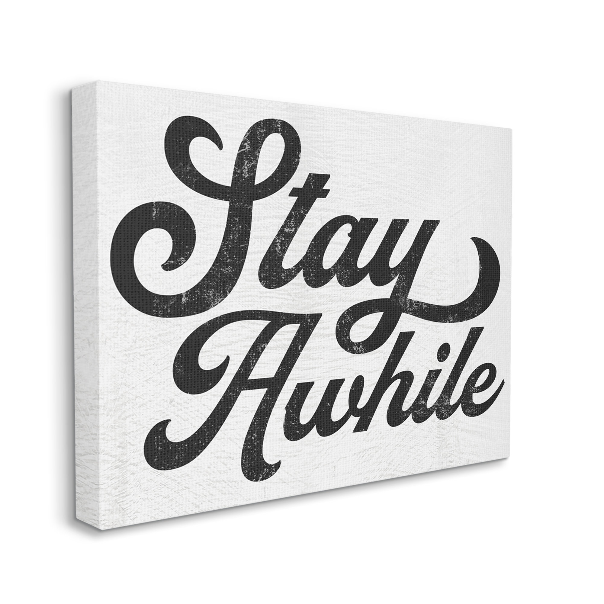 Stupell Industries Stay Awhile Retro Text Casual Vintage Phrase Canvas ...