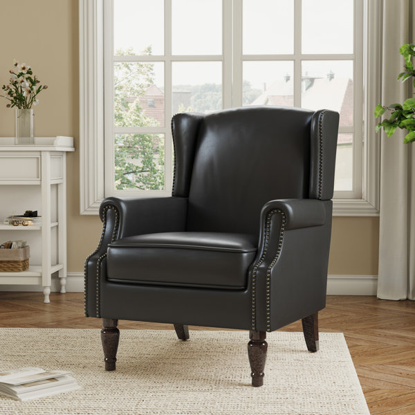 Alcott Hill® Leather Upholstered Back Single Chair | Wayfair