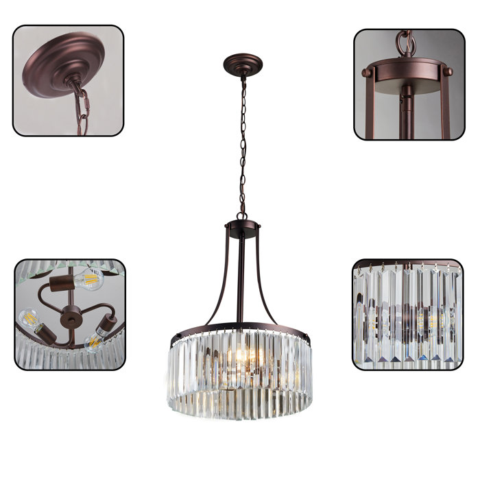 Mercer41 Jeiri 3 - Light Dimmable Drum Chandelier | Wayfair