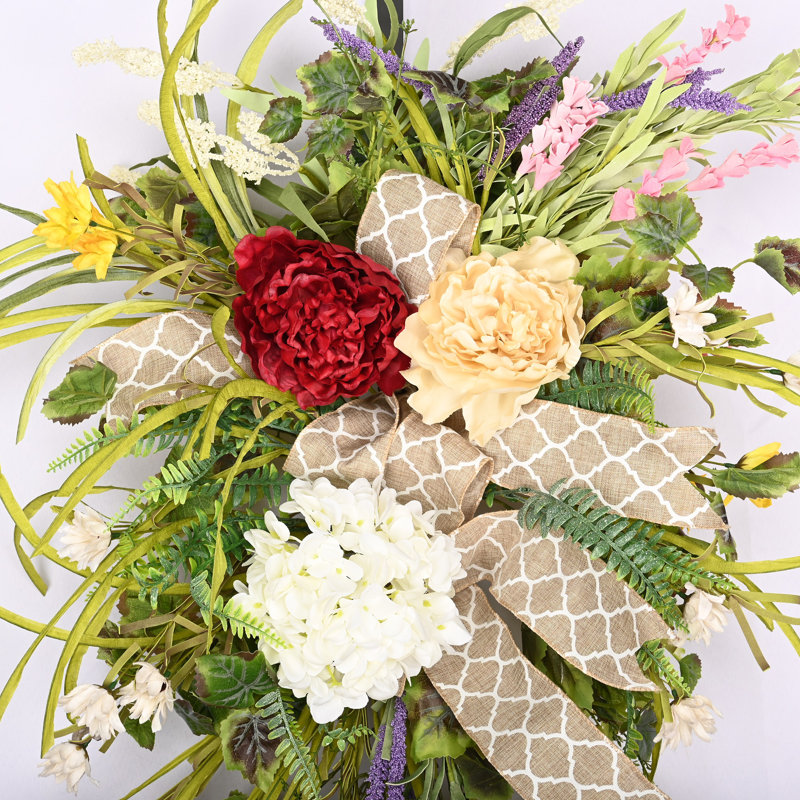 The Holiday Aisle® Faux Peony and Hydrangea Swag | Wayfair