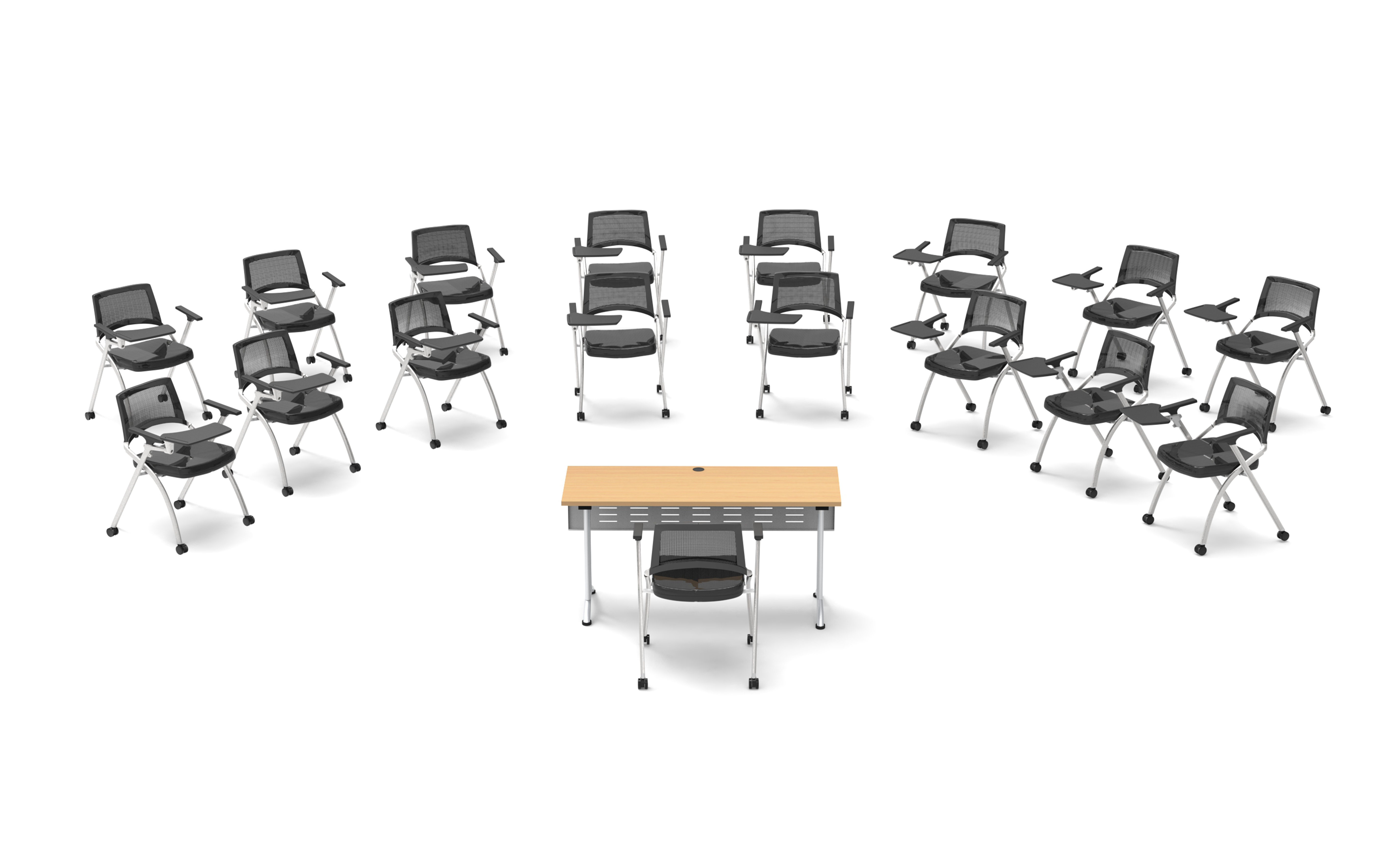Team Tables Classroom Training Table and Chair Set with Modesty Panel ...